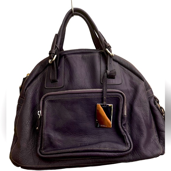 Furla | Bags | Furla Leather Handbag With Silver Toned Hardware ...